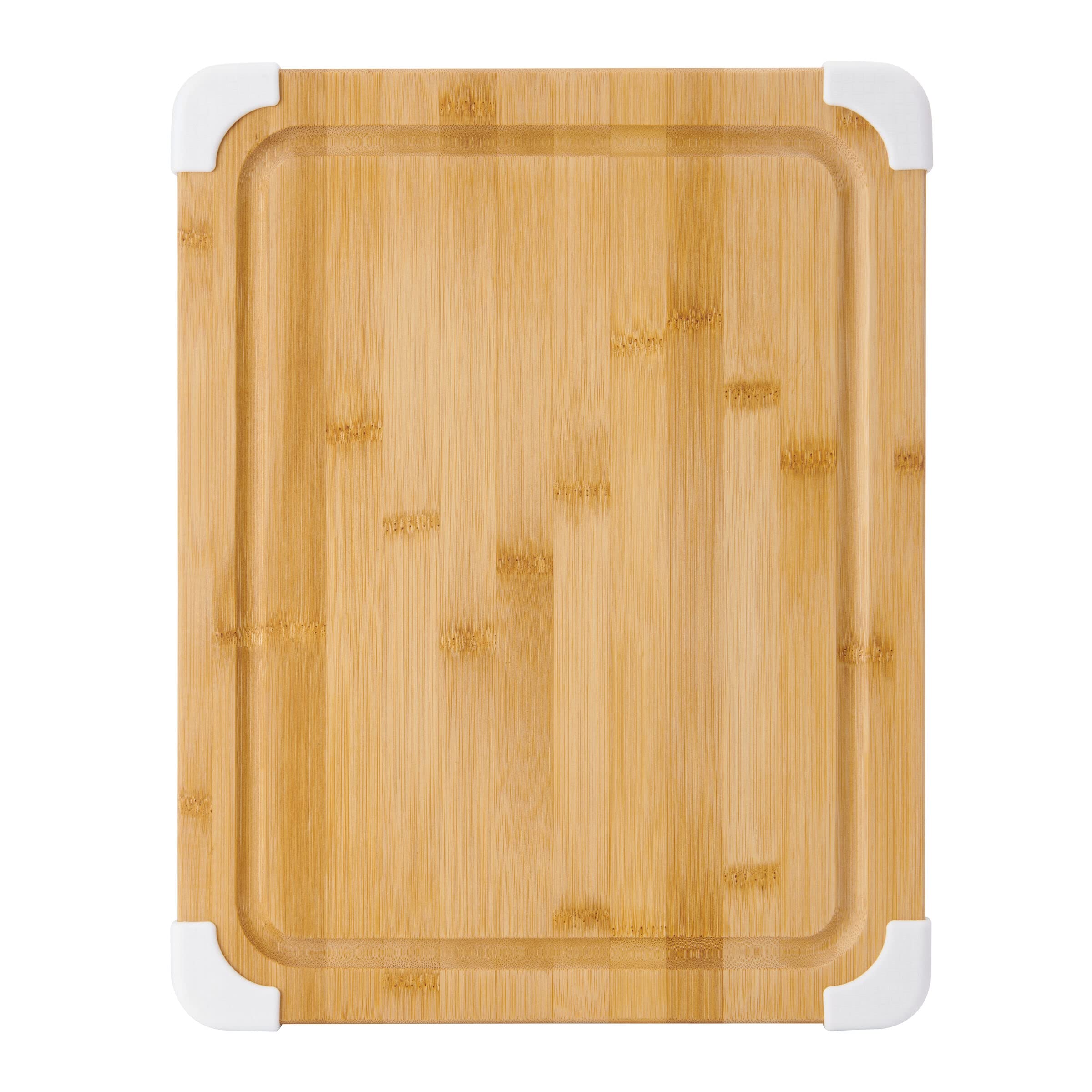 Farberware Nonslip Bamboo Cutting Board with Juice Groove, 11x14 Inch, White