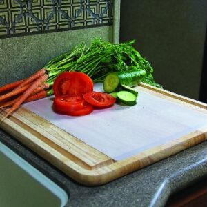 Camco - 43753-A Hardwood Cutting Board and Stove Topper With Non-Skid Backing, Includes Flexible Cutting Mat