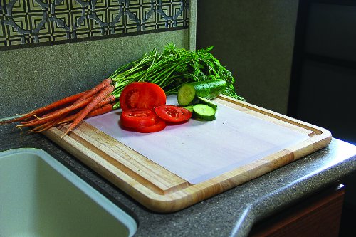 Camco - 43753-A Hardwood Cutting Board and Stove Topper With Non-Skid Backing, Includes Flexible Cutting Mat