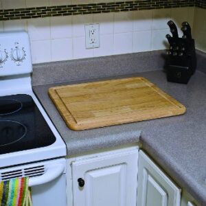 Camco - 43753-A Hardwood Cutting Board and Stove Topper With Non-Skid Backing, Includes Flexible Cutting Mat