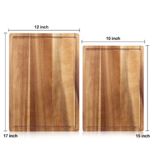 17" Best Acacia Wood Cutting Board for Kitchen Large Charcuterie Board Wooden Chopping Boards Butcher Block Fruit Charcuterie Cheese Boards Meat Serving Platter Carving Board