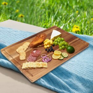 17" Best Acacia Wood Cutting Board for Kitchen Large Charcuterie Board Wooden Chopping Boards Butcher Block Fruit Charcuterie Cheese Boards Meat Serving Platter Carving Board