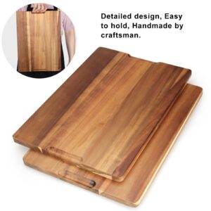 17" Best Acacia Wood Cutting Board for Kitchen Large Charcuterie Board Wooden Chopping Boards Butcher Block Fruit Charcuterie Cheese Boards Meat Serving Platter Carving Board