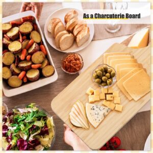 12 Pcs Bulk Cutting Board Wood Chopping Board Laser Engraving Serving Board Charcuterie Boards for Customized Mother's Day Wedding Housewarming Gift (With Handle,Bamboo)