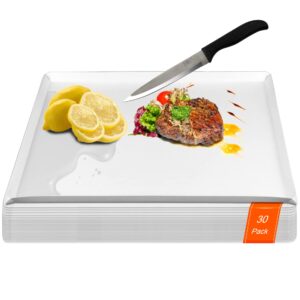 zvp disposable cutting boards 30 count, collapsible cutting board sheet with built-in crease, flexible plastic cutting mat for kitchen and commercial use, 17 x 12 in white