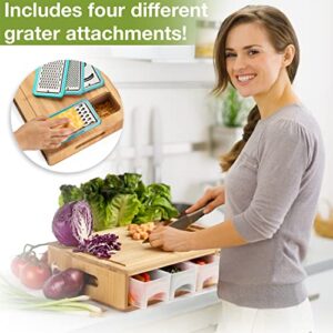 Bamboo Cutting Board with Containers for Storage - Zero-Mess Meal Prep Station