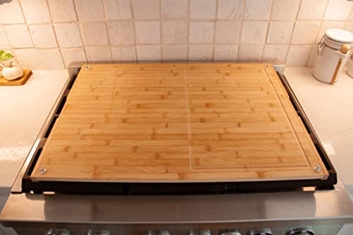 Noodle Board | Stovetop Burner Sink Covers for gas and Electric Stoves RV | Extra Work Surface | XL Serving Tray | Wood