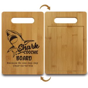 shark coochie charcuterie board for meat and cheese, shark coochie board, funny cutting board laser engraved bamboo board serving board serving tray white elephant gift for friends family