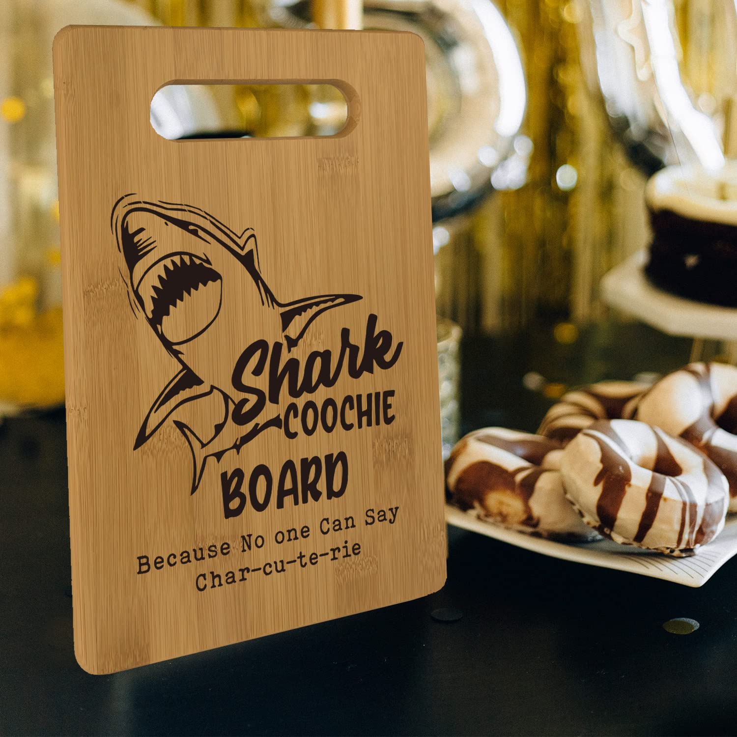 Shark Coochie Charcuterie Board for Meat and Cheese, Shark Coochie Board, Funny Cutting Board Laser Engraved Bamboo Board Serving Board Serving Tray White Elephant Gift for Friends Family