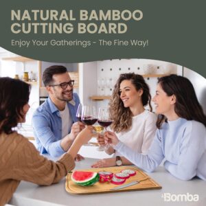 BOMBA Cutting Board Set of 3 – Premium Charcuterie Board for Cutting, Chopping, Serving – Natural Bamboo Cutting Board – Practical and Durable – Easy to Wash – Eco-Friendly and Non-BPA