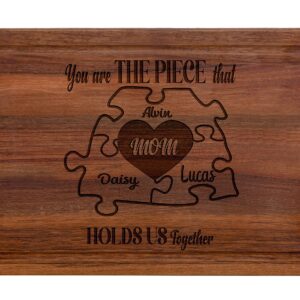 Mothers Day Gifts for Mom, Personalized Mom Puzzle Cutting Board with Custom Kids Names, Personalized Gifts for Mothers, Mom Cutting Board for Birthday, Christmas, Grandma Gifts from Grandkids