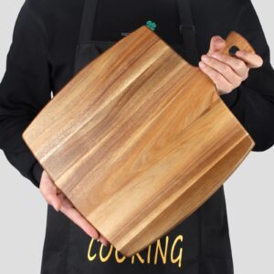 Acacia Wood Cutting Board with Handle Wooden Chopping Boards Charcuterie Board Kitchen Butcher Chopping Block Best Cutting Board for Meat Carving Cheese Serving Board Cutting Boards