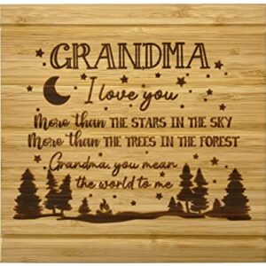 Grandma Gifts, Birthday Mother's Day Thanksgiving Christmas Gift for Nana Grandma Grandmother Mother, Engraved Cutting Board -Grandma You Mean The World to Me