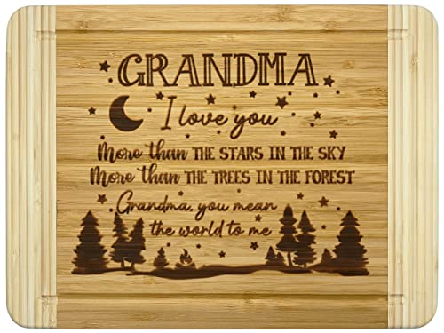 Grandma Gifts, Birthday Mother's Day Thanksgiving Christmas Gift for Nana Grandma Grandmother Mother, Engraved Cutting Board -Grandma You Mean The World to Me