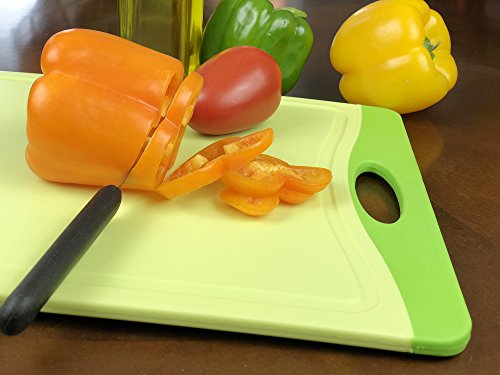 Raj Plastic Cutting Board Reversible Cutting board, Dishwasher Safe, Chopping Boards, Juice Groove, Large Handle, Non-Slip, BPA Free (Extra Large (17.4" x 11.81"), Lime Green)