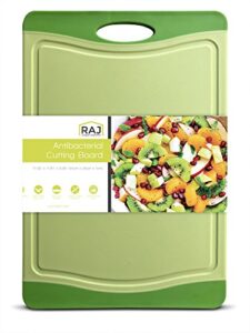 raj plastic cutting board reversible cutting board, dishwasher safe, chopping boards, juice groove, large handle, non-slip, bpa free (extra large (17.4" x 11.81"), lime green)