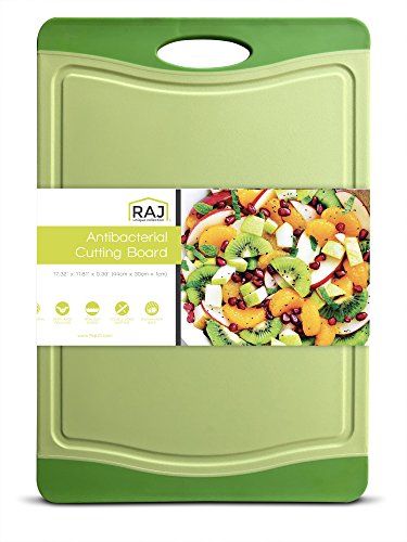 Raj Plastic Cutting Board Reversible Cutting board, Dishwasher Safe, Chopping Boards, Juice Groove, Large Handle, Non-Slip, BPA Free (Extra Large (17.4" x 11.81"), Lime Green)