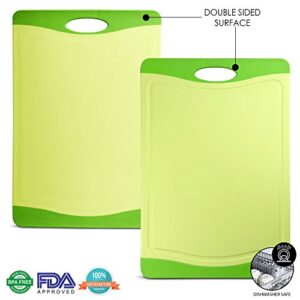 Raj Plastic Cutting Board Reversible Cutting board, Dishwasher Safe, Chopping Boards, Juice Groove, Large Handle, Non-Slip, BPA Free (Extra Large (17.4" x 11.81"), Lime Green)