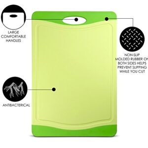 Raj Plastic Cutting Board Reversible Cutting board, Dishwasher Safe, Chopping Boards, Juice Groove, Large Handle, Non-Slip, BPA Free (Extra Large (17.4" x 11.81"), Lime Green)