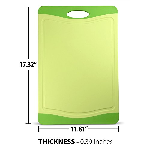 Raj Plastic Cutting Board Reversible Cutting board, Dishwasher Safe, Chopping Boards, Juice Groove, Large Handle, Non-Slip, BPA Free (Extra Large (17.4" x 11.81"), Lime Green)