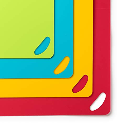 Bellemain Extra Thick Flexible Plastic Cutting Board Mats Non-Skid with Food Color Codes (Set of 4) (15"x11")