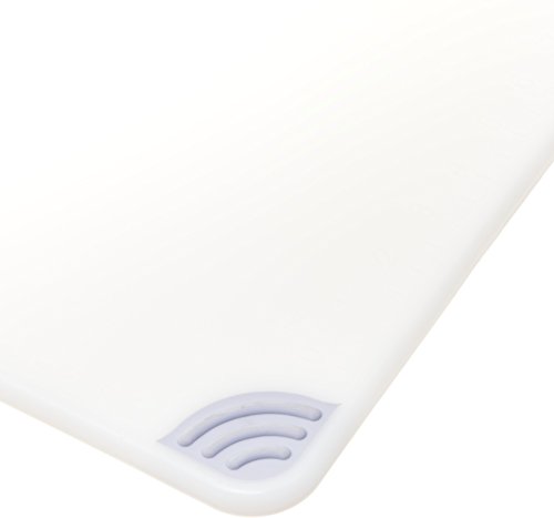 San Jamar Saf-T-Grip Plastic Cutting Board with Safety Hook, 12" x 18" x 0.5", White