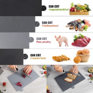 Almcmy Index Cutting Boards, 4-Pieces Plastic Cutting Board with Storage Stand, Chopping Boards with Food Icons & 1 Extra Scissors, BPA-Free, Dishwasher Safe, Cutting Boards for Kitchen, 12.6" X 8.6"