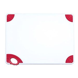 winco cbn-1520rd, 15x20x1/2" rectangular cutting board with red rubber grip hook, plastic chopping board (red)