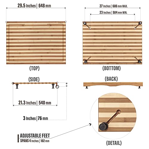 Prosumer’s Choice Bamboo Cutting Boards - Camper Stovetop Cover with Handles & Legs - Kitchen Chopping Board for Meat & Veggies - Sink, Gas Burner & Range Wooden Workstation - 29.5"Lx21"Wx7.6"Th