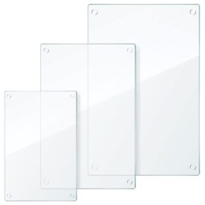 3 sizes tempered glass cutting board long lasting glass heat resistant shatter resistant and scratch resistant for protecting kitchen counter design beautiful,16 x 12,14 x 10,12 x 8 inches (clear)