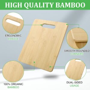 Bamboo Cutting Board Set of 12 Wood Chopping Boards with Handle Thick Cutting Board Kitchen and Dining Bulk Plain Bamboo Cutting Board for Engraving Gift Cooking Decor (Regular)