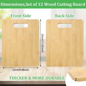 Bamboo Cutting Board Set of 12 Wood Chopping Boards with Handle Thick Cutting Board Kitchen and Dining Bulk Plain Bamboo Cutting Board for Engraving Gift Cooking Decor (Regular)