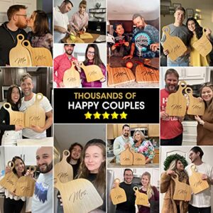 DELUXY Mr & Mrs Cutting Board & Cheese Board- Wedding Gifts for Couples Unique 2023, Mr and Mrs Gifts, Couples Gifts for Him and Her, Bridal Shower Gifts for Bride, Cool Engagement Gifts, Anniversary