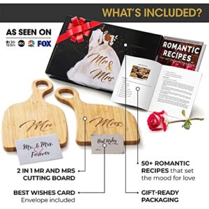 DELUXY Mr & Mrs Cutting Board & Cheese Board- Wedding Gifts for Couples Unique 2023, Mr and Mrs Gifts, Couples Gifts for Him and Her, Bridal Shower Gifts for Bride, Cool Engagement Gifts, Anniversary