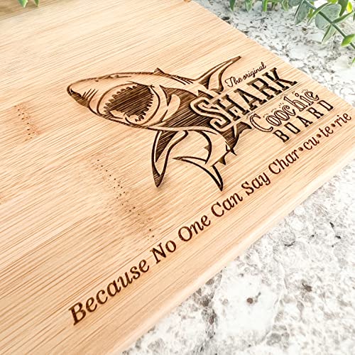 Shark Coochie Board, Because No One Can Say Charcuterie, (13.75" x 9.75"), Charcuterie Board, Funny Shark Week, Cheese Board, Funny Cutting Board, Christmas in July, Serving Tray, White Elephant Gift