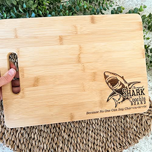 Shark Coochie Board, Because No One Can Say Charcuterie, (13.75" x 9.75"), Charcuterie Board, Funny Shark Week, Cheese Board, Funny Cutting Board, Christmas in July, Serving Tray, White Elephant Gift