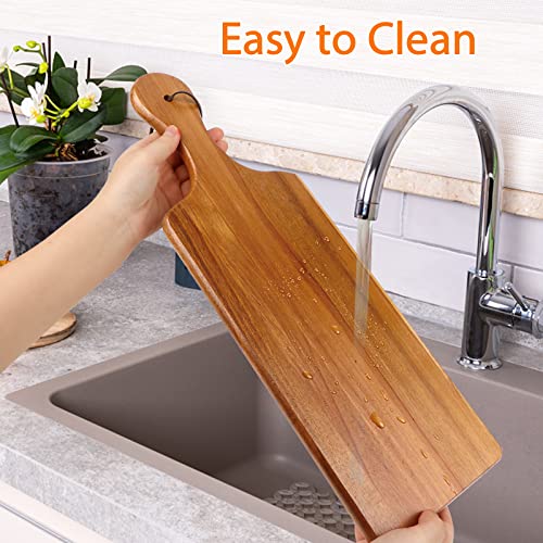 HOMEXCEL Acacia Wood Cutting Board for Kitchen,Cutting Board with Handle,Chopping Board 17"X6"for Meat, Cheese, Bread, Vegetables,Fruits and More