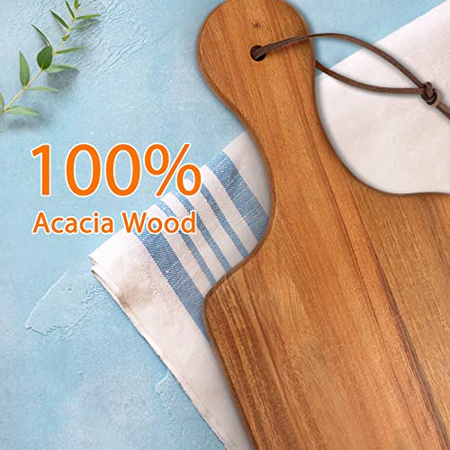 HOMEXCEL Acacia Wood Cutting Board for Kitchen,Cutting Board with Handle,Chopping Board 17"X6"for Meat, Cheese, Bread, Vegetables,Fruits and More