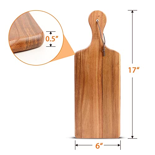 HOMEXCEL Acacia Wood Cutting Board for Kitchen,Cutting Board with Handle,Chopping Board 17"X6"for Meat, Cheese, Bread, Vegetables,Fruits and More