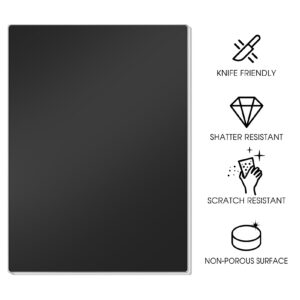 JAMBALAY Tempered Glass Cutting Board for Kitchen 12 x 16", Chopping Board with Rubber Feet, Heat Resistant, Shatter Resistant, Dishwasher Safe, Black