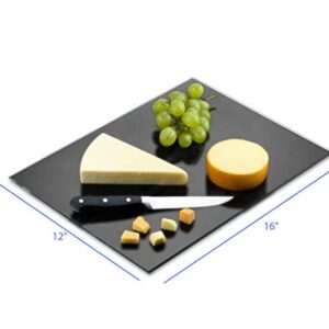 Tempered Black Glass Cutting Board – Long Lasting Black Ink Glass – Scratch Resistant, Heat Resistant, Shatter Resistant, Dishwasher Safe. (Large 12x16")