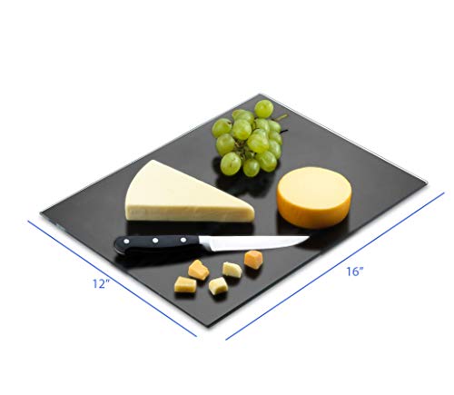 Tempered Black Glass Cutting Board – Long Lasting Black Ink Glass – Scratch Resistant, Heat Resistant, Shatter Resistant, Dishwasher Safe. (Large 12x16")