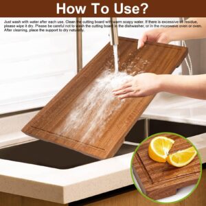 Wooden Cutting Boards For Kitchen Extra Large Wood Chopping Board Thick One-piece Cutting Board With Juice Groove And Stand For Meat Vegetables Cheese (18 * 12 * 1.2Inch)