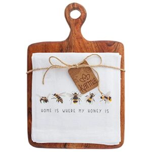 karma gifts tea towel w/cutting board, bee, one size