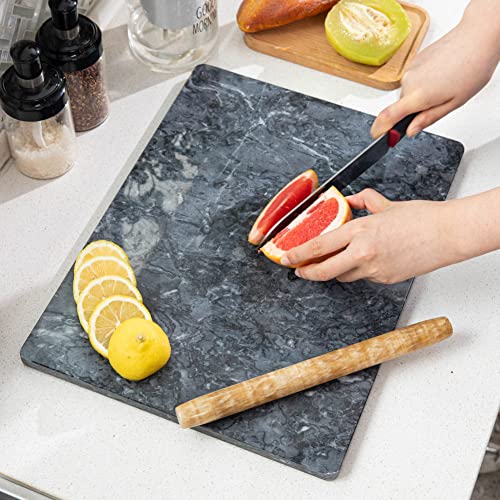 Soulscrafts Marble Pastry Board 16x12 inch Cutting Board Marble Serving Tray for Cheese Perfect for Keep the Dough Cool and Chocolate Tempering Easy to Clean Sleek Design, Gray