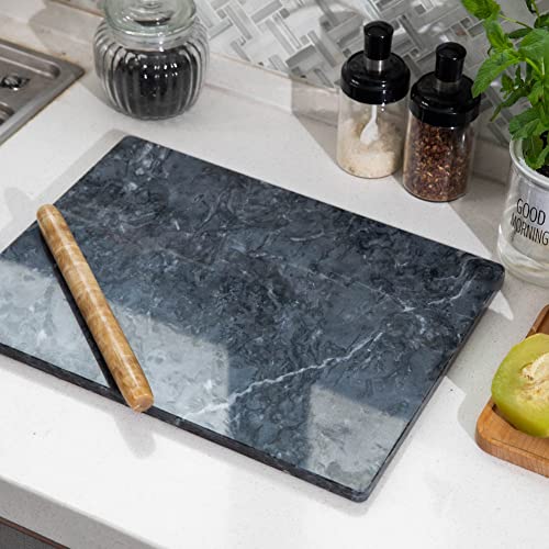 Soulscrafts Marble Pastry Board 16x12 inch Cutting Board Marble Serving Tray for Cheese Perfect for Keep the Dough Cool and Chocolate Tempering Easy to Clean Sleek Design, Gray