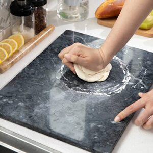 Soulscrafts Marble Pastry Board 16x12 inch Cutting Board Marble Serving Tray for Cheese Perfect for Keep the Dough Cool and Chocolate Tempering Easy to Clean Sleek Design, Gray