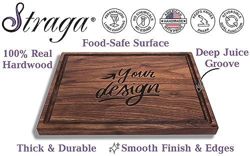 Straga Personalized Cutting Boards | Handmade Wood Engraved Charcuterie | Custom Wedding, Anniversary, Housewarming Gift for Newlyweds