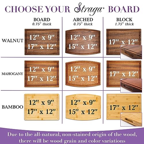 Straga Personalized Cutting Boards | Handmade Wood Engraved Charcuterie | Custom Wedding, Anniversary, Housewarming Gift for Newlyweds