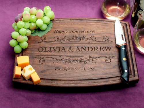 Straga Personalized Cutting Boards | Handmade Wood Engraved Charcuterie | Custom Wedding, Anniversary, Housewarming Gift for Newlyweds